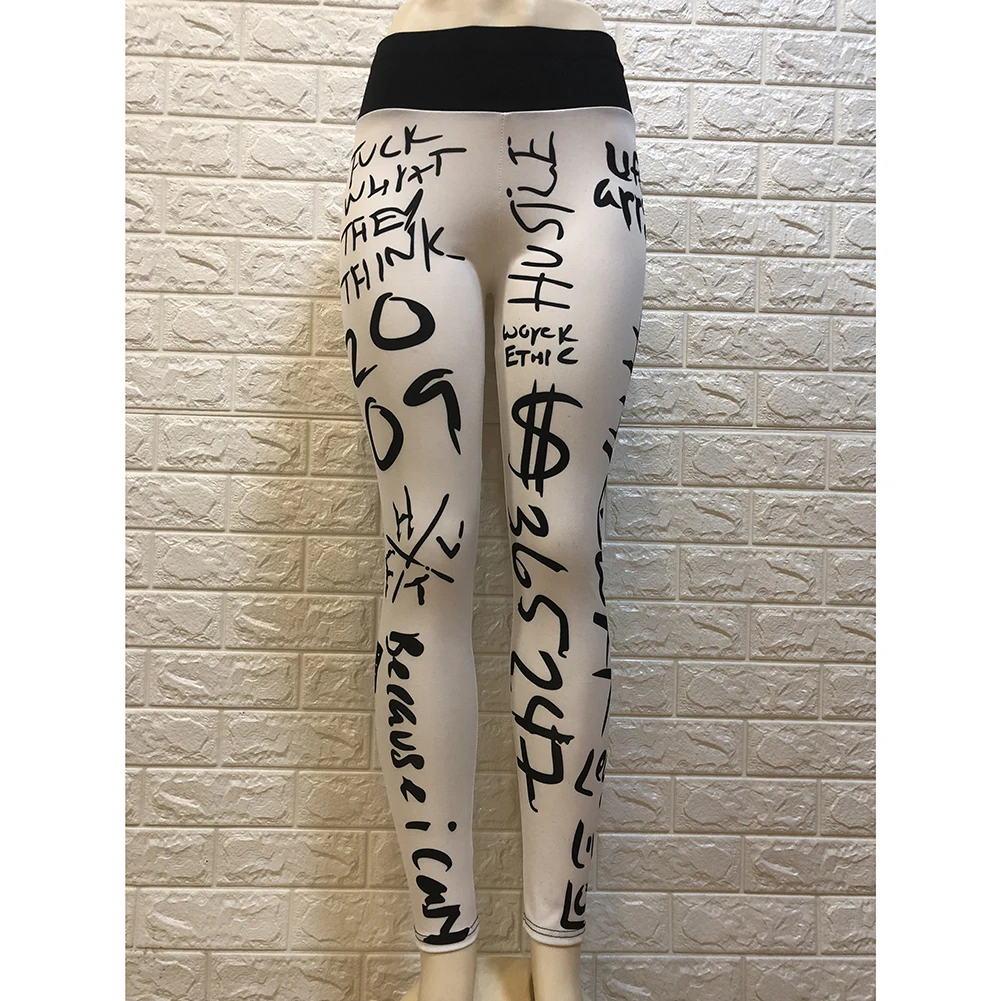 Однотонные облегающие леггинсы с буквенным принтом и высокой талией ...