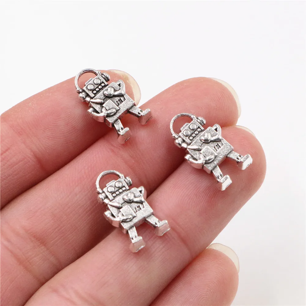 17x10mm-30pcs-Antique-Silver-Plated-robot-Handmade-Charms-Pendant-DIY ...