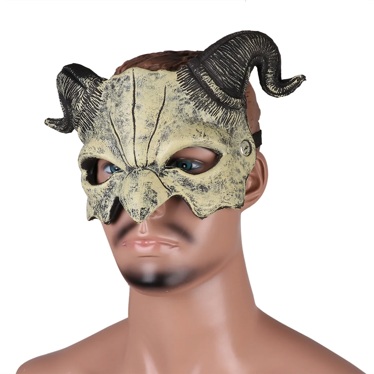 Men Japanese Rave Masks 3D Realistic Demon Goat Man Half Face Mask Male ...