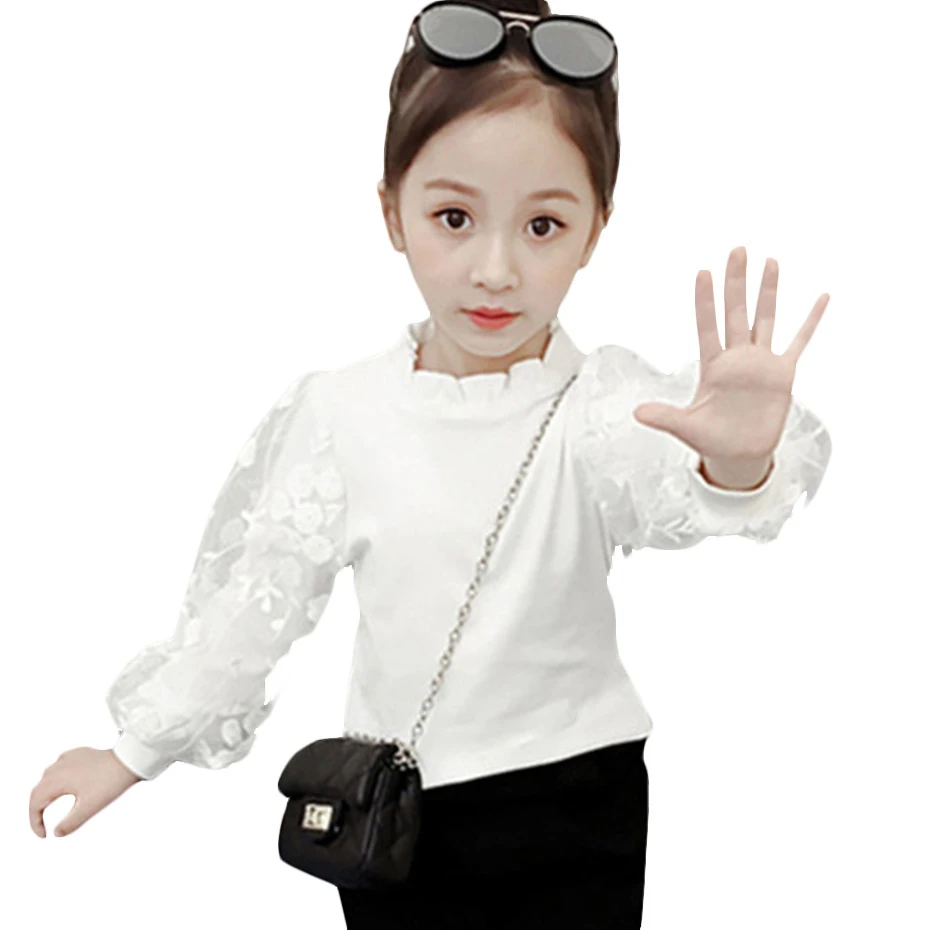 Blouse For Girls Solid White Blouse For Girls Lace School Shirt For ...