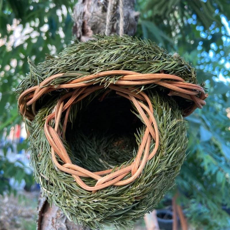 Hand-Woven-Bird-House-Natural-Grass-Bird-Nest-Shelter-Hut-Small-Bird ...