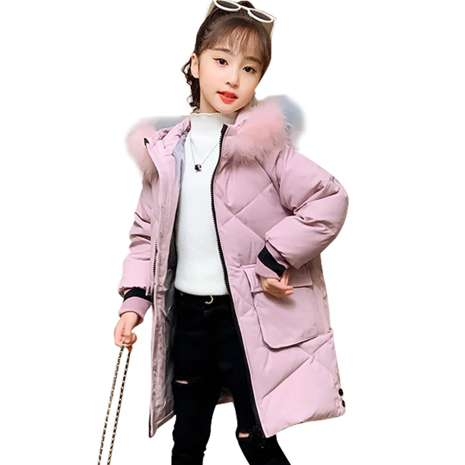 Girls Long Coat Fur Hoodies Warm Girls Cotton Down Coats 2022 New ...