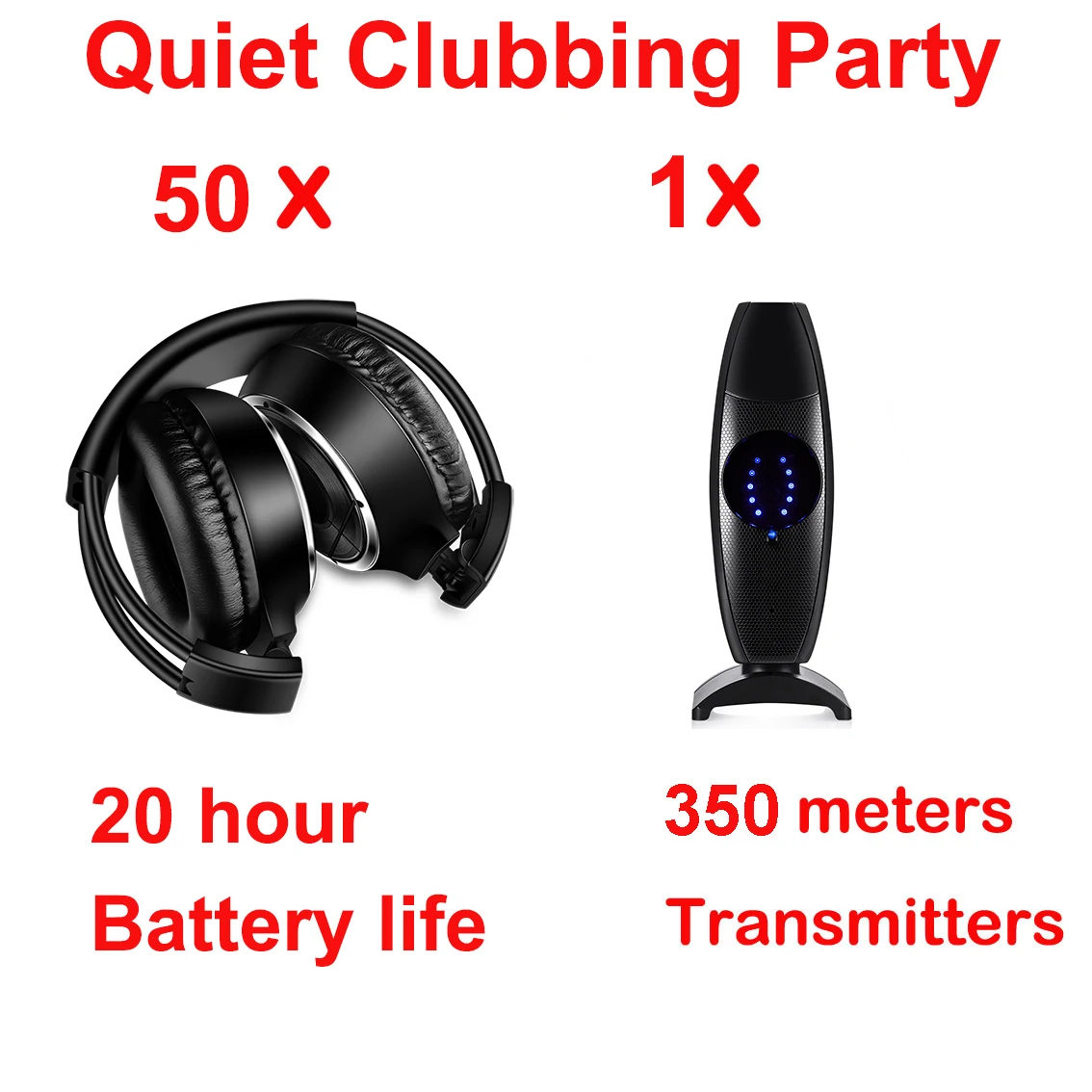 Silent-Disco-Folding-Wireless-Headphones-Quiet-Clubbing-Party-Bundle ...