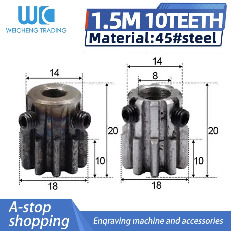 1pcs Spur Gear Pinion 10T 10Teeth Mod 1.5 M=1.5m Bore 6/8mm Right Teeth ...