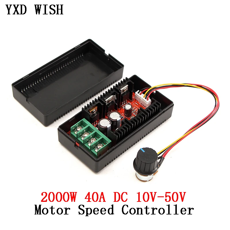 2000W 40A DC Motor Speed Controller DC 12V 24V PWM HHO RC Car Fan Speed ...
