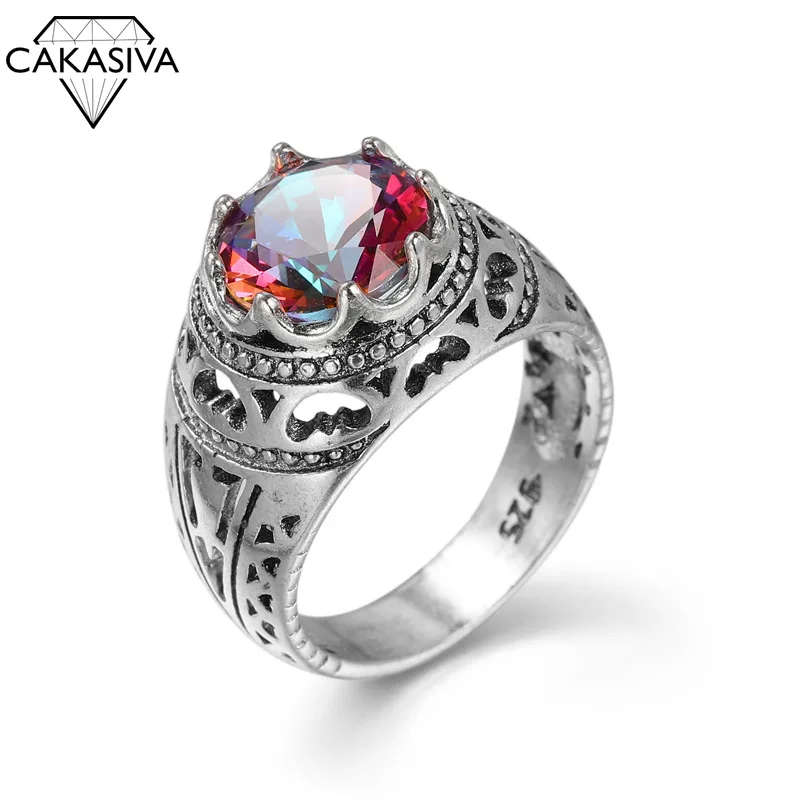 Women's 925 Thai Silver Ring Fashion Colorful Aaa Zircon Ring Wedding ...
