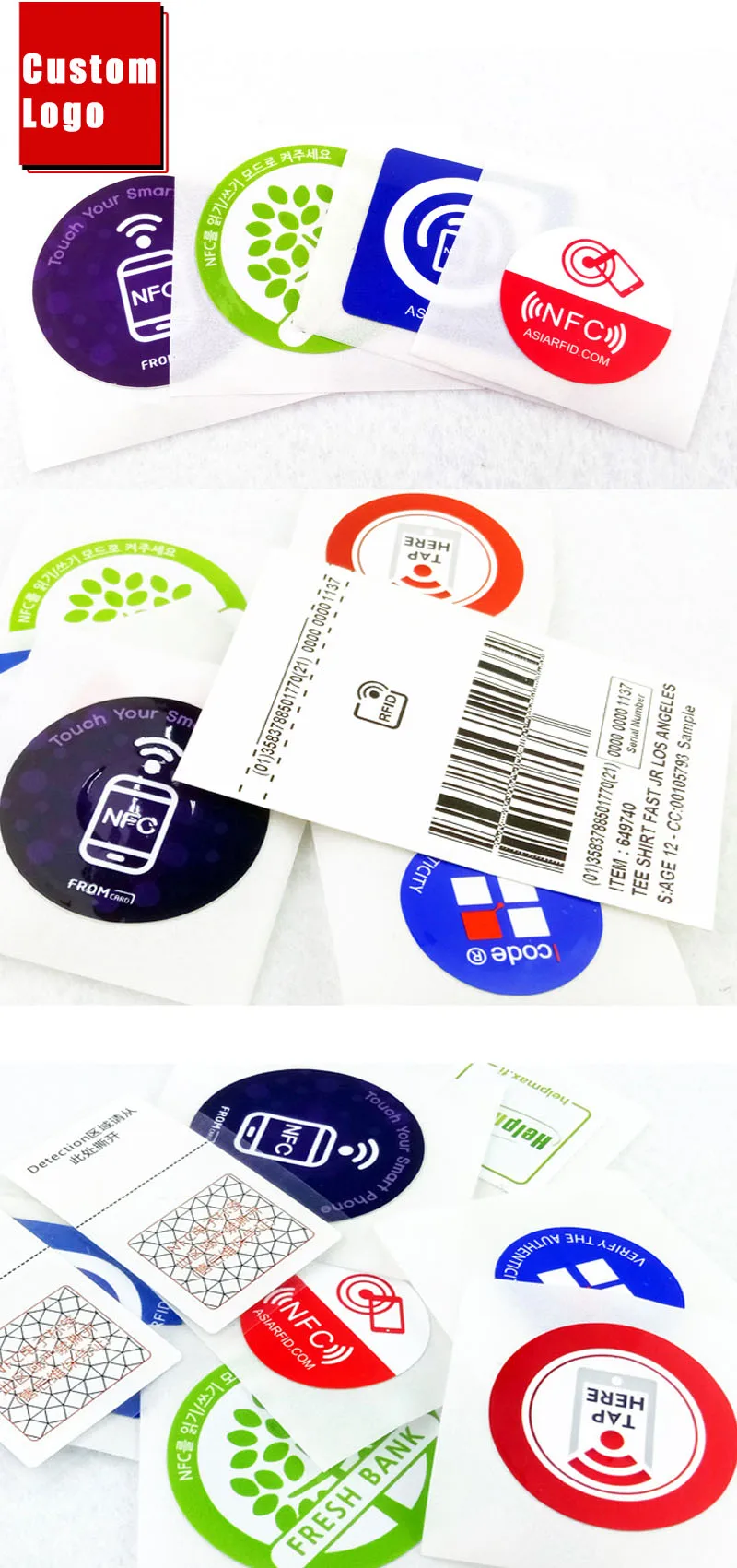 Custom Printed NFC NTAG213 Sticker Label 13.56MHz 14443A protocol NFC ...