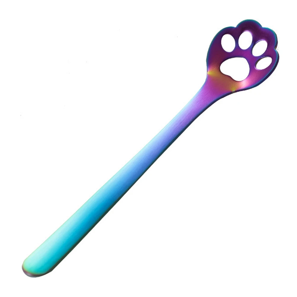 Stainless Steel Spoon Creative Gold Dog Cat Paw Claw Hollow Spoon ...