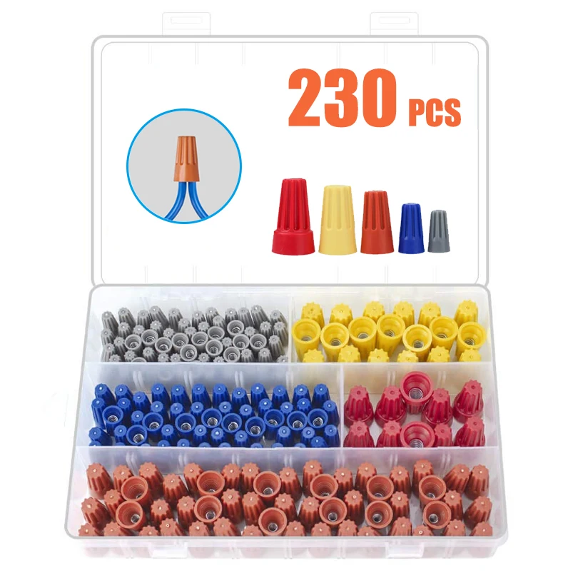 230PCS Wire Nuts Connectors Screw Terminals Twist Nuts Caps Wire ...