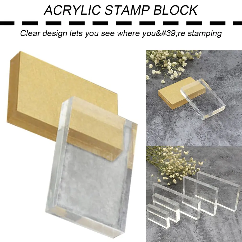 Lightweight Transparent Acrylic Stamp Block Rectangular Shape DIY ...