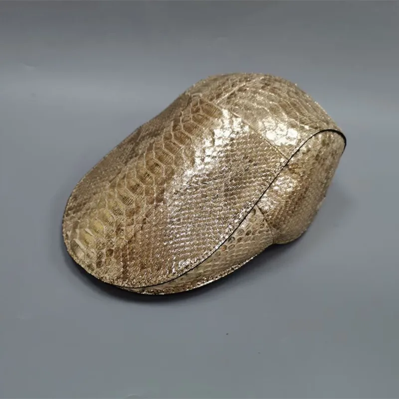 Authentic Real True Python Leather Gold Silver Men Duckbill Visor Hat ...
