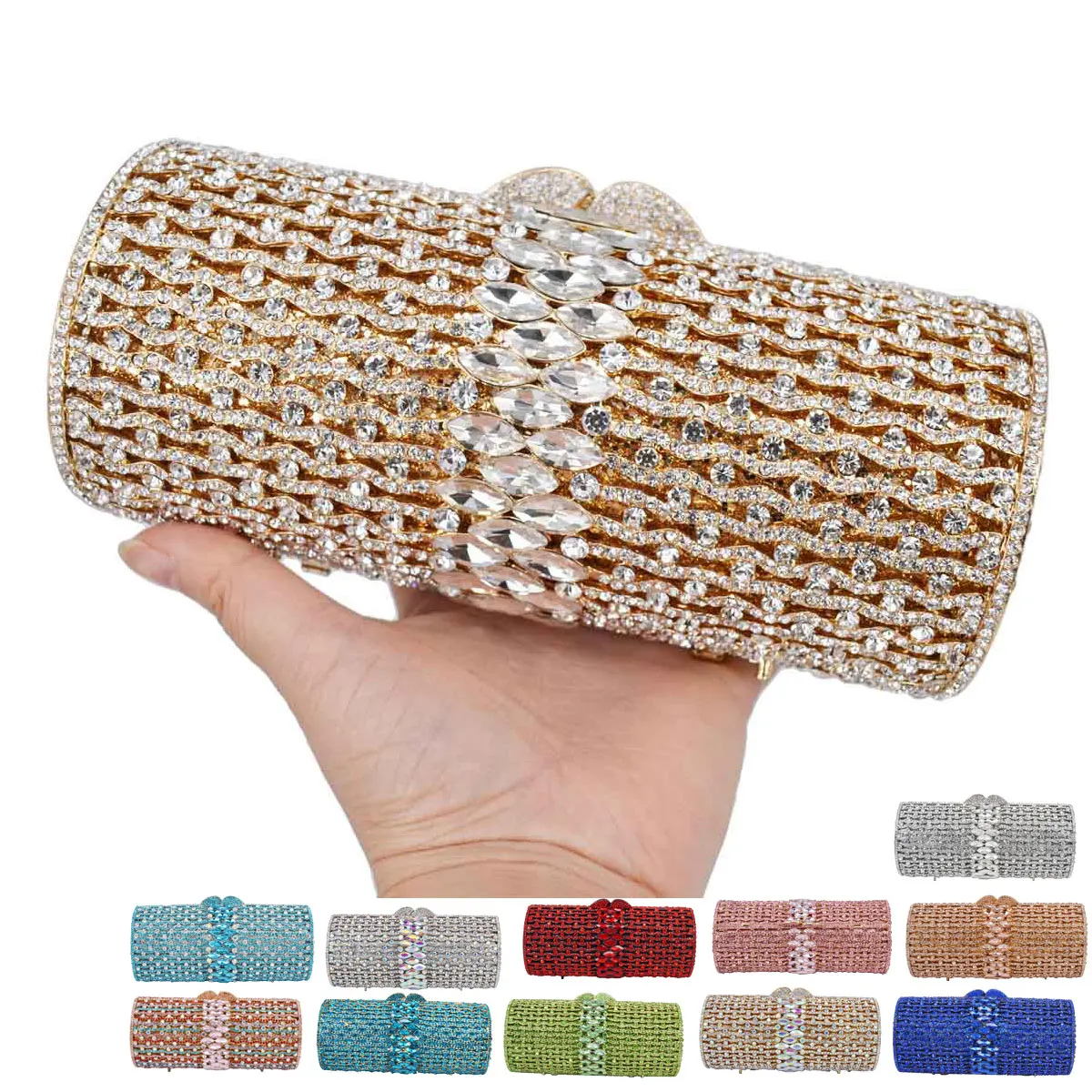 Metallic Rose Gold Clutch Purse | Evening Clutch Bag Blue Pink | Blue ...