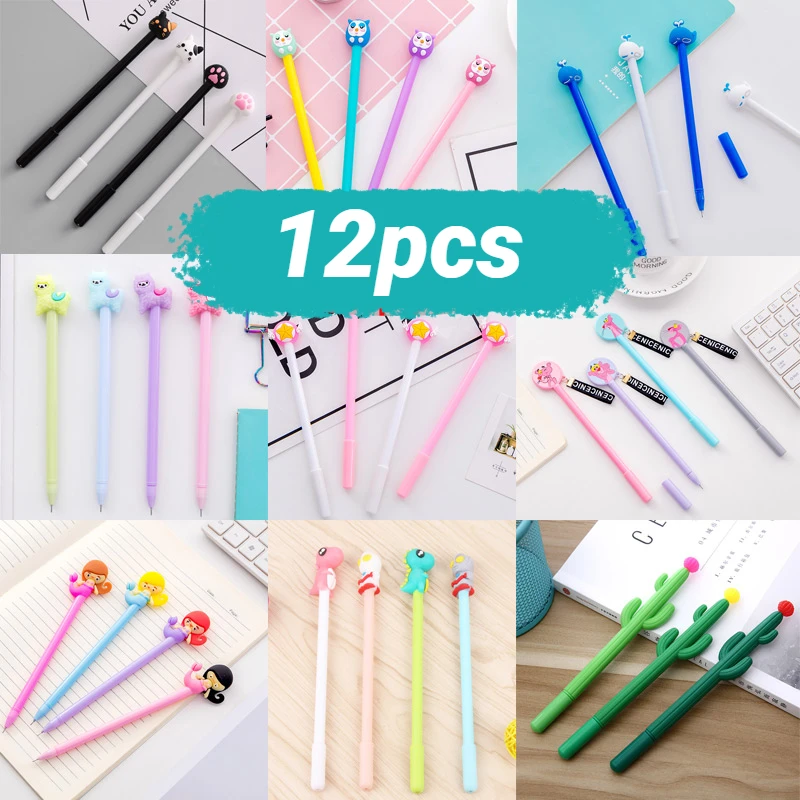 12pcs Creative Pendant Korean Stationery Donuts Candy Gel Pen 0.38mm ...