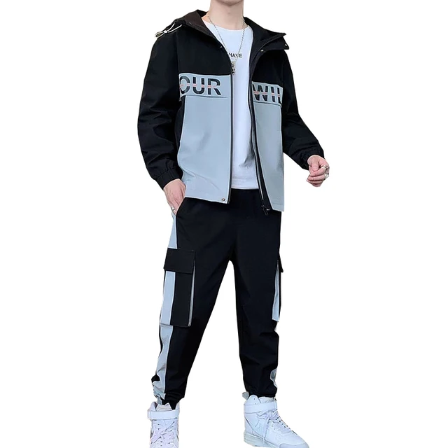 Men's Fashion Tracksuits 2022 New Men Hip Hop Sweat Suit Male Patchwork ...