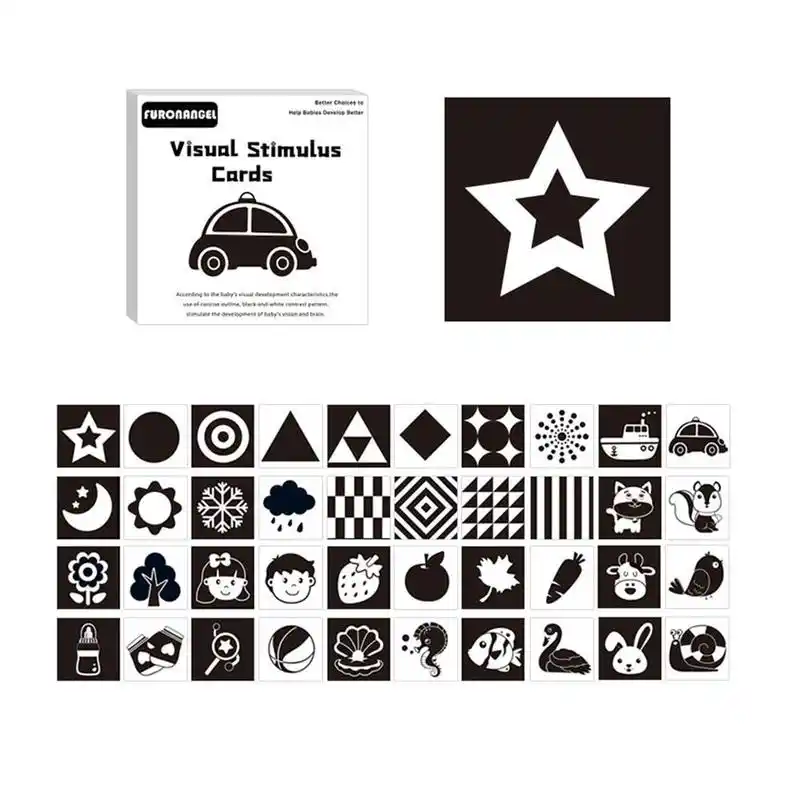 40pcs Black and White Cards Early Educational 0 6 Month Baby Visual ...