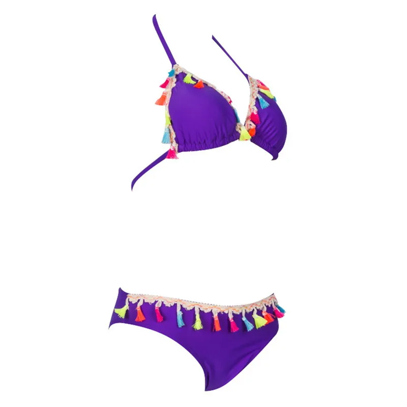 2019 two piece purple Swimsuit micro Bikinis tanga set Women string ...