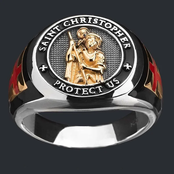 Mens Jewellery Saint St Christopher Rings for Men Silver Religious ...