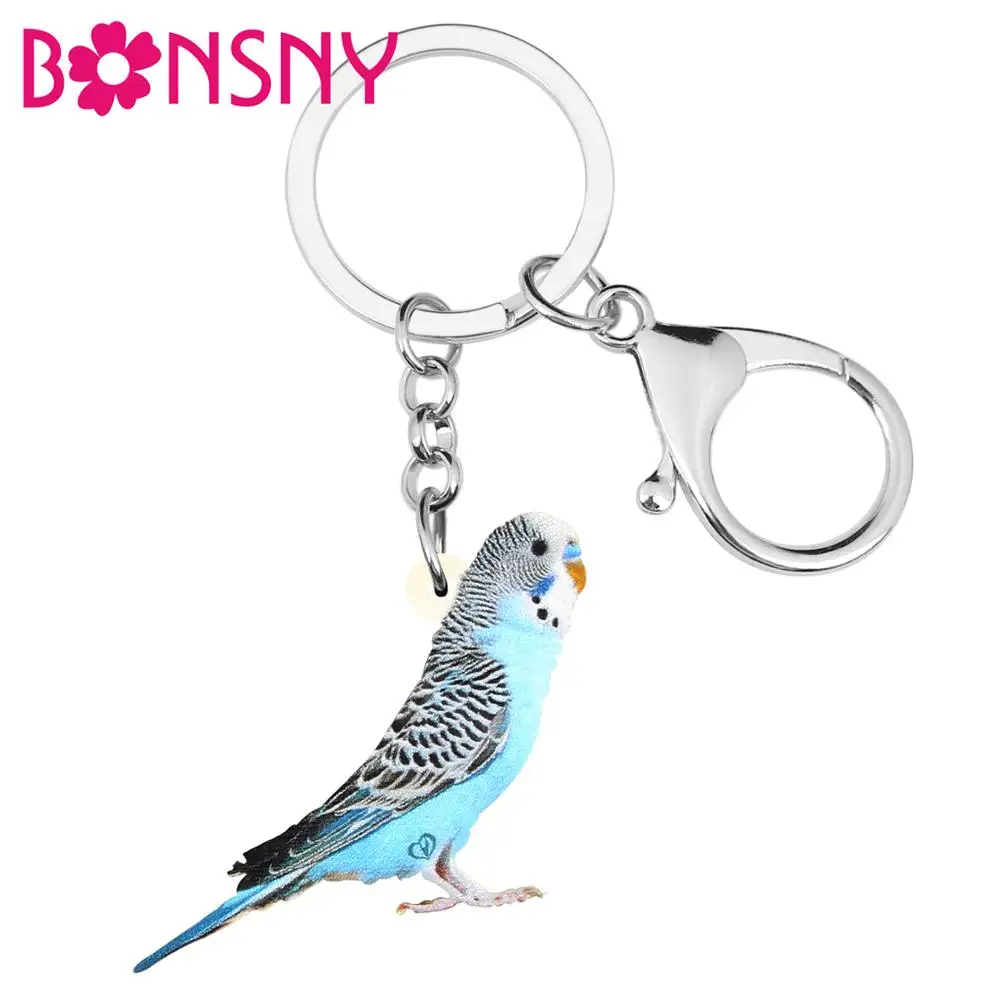 Bonsny Acrylic Long tailed Parakeet Bird Keychains Keyring Lovely ...
