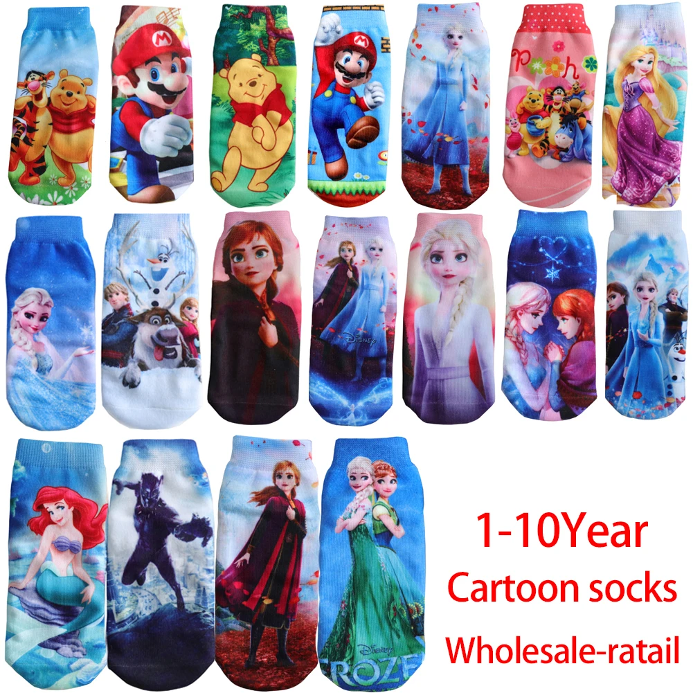 1Pair-New-Disney-Baby-Cute-Cartoon-Soft-Short-Socks-for-Kids-Elsa-Anna ...