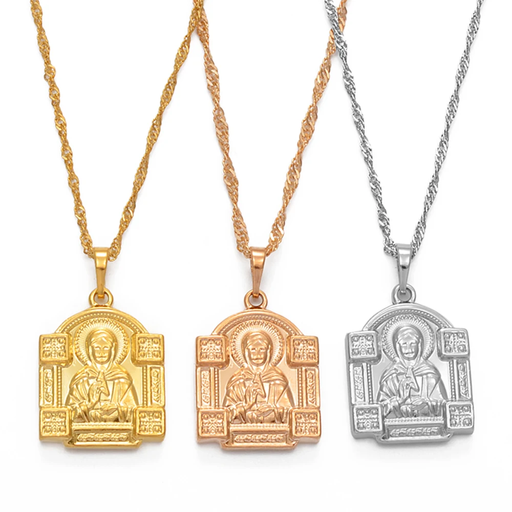 Anniyo Blessed Matrona of Moscow Pendant Necklaces Gold Color Jewelry ...