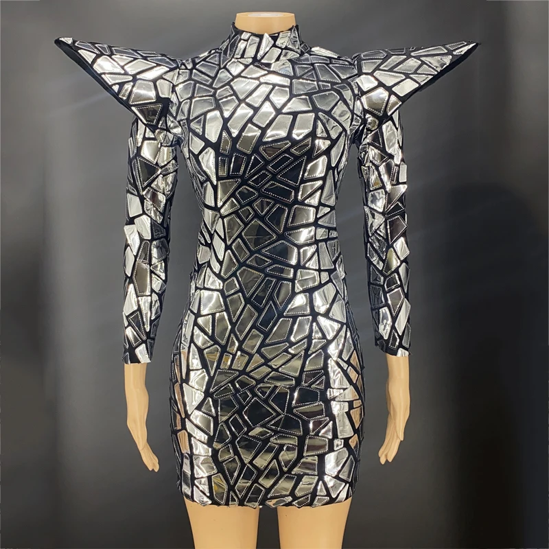 Mirror-Costume-Women-Exaggerated-Shoulders-Sequins-Dance-Outfit-Evening ...