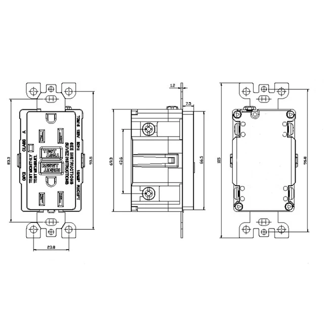 Gfci Receptacle Dimensions