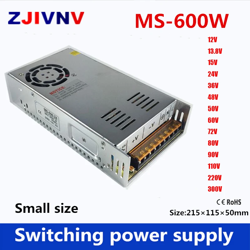 600W Small Size Switching Power Supply Single Output AC-DC 5v 12V 13.8v ...