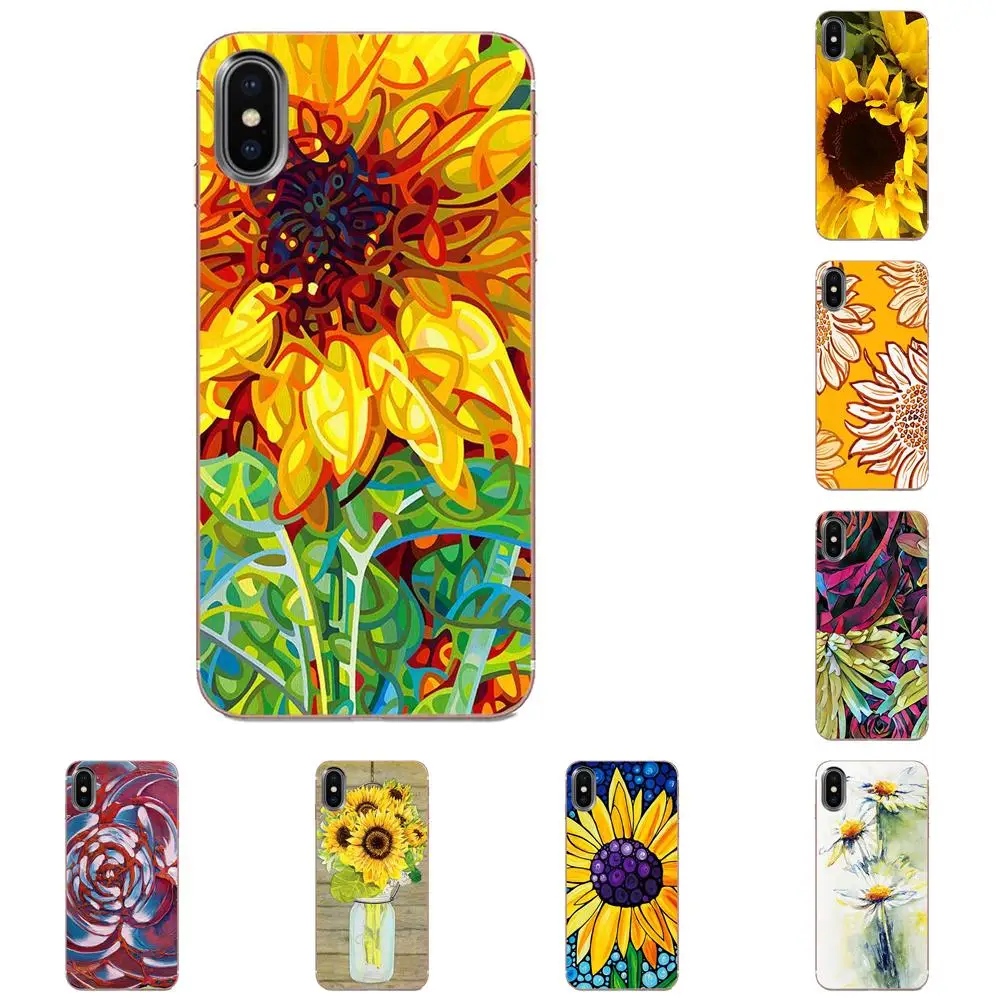 Fundas de teléfono suaves, colores de primavera, girasoles, acuarela ...