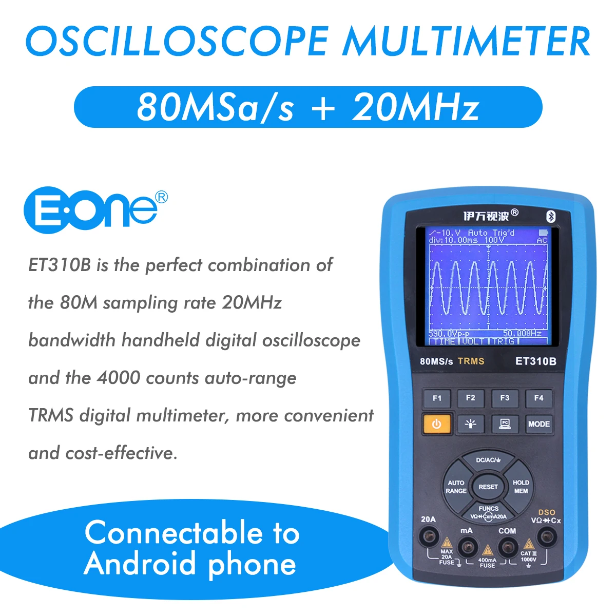 Et310b Bluetooth Oscilloscope Multimeter 2in1 Scopemeter Dso 80msa/s ...