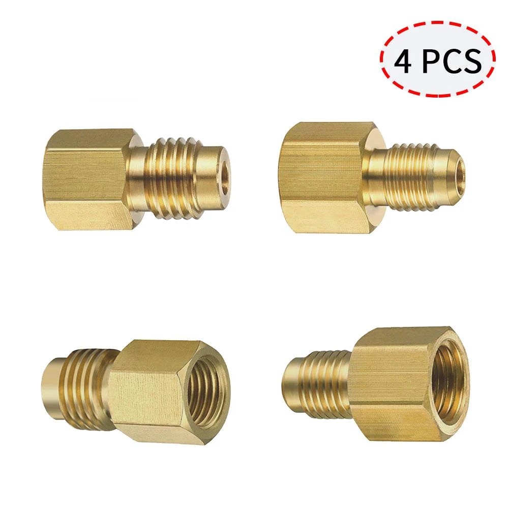 4PCS R134A Brass Refrigerant Tank Adapter To R12Fitting Adapter 1 ...