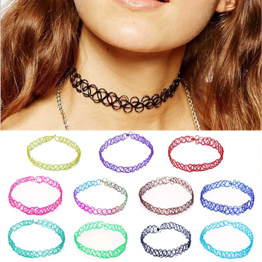12Pcs-Set-Mixed-Color-Tattoo-Rainbow-Chokers-Vintage-Gothic-Punk ...
