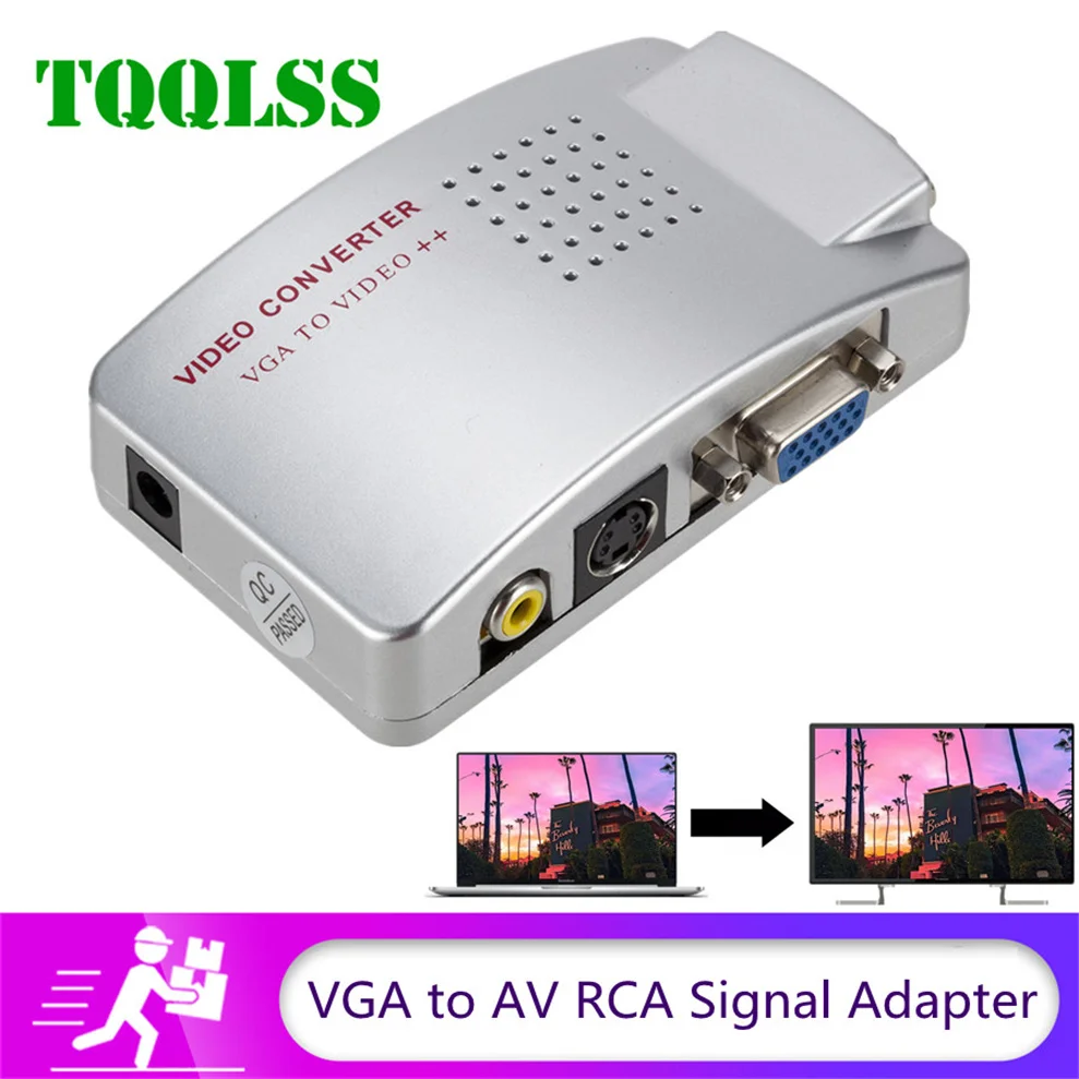 PC 컨버터 박스 VGA to TV AV RCA 신호 어댑터 컨버터 비디오 스위치 박스 컴포지트 컴퓨터 용 NTSC PAL 지원|VGA 케이블| - AliExpress