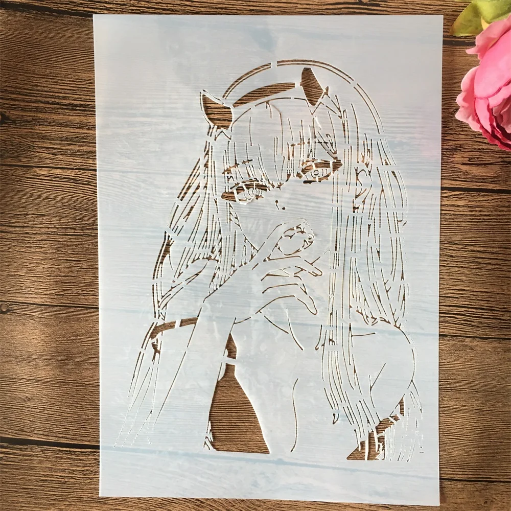 A4 29cm Anime Zero Two Darling In The FranXX DIY Layering Stencils ...