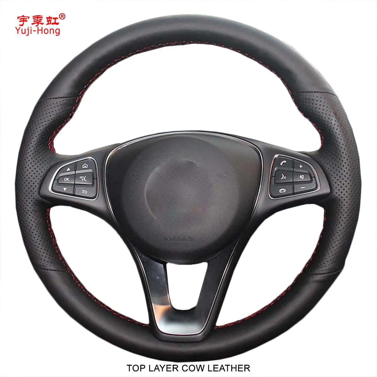 Yuji Hong Top Layer Genuine Cow Leather Car Steering Covers Case for ...