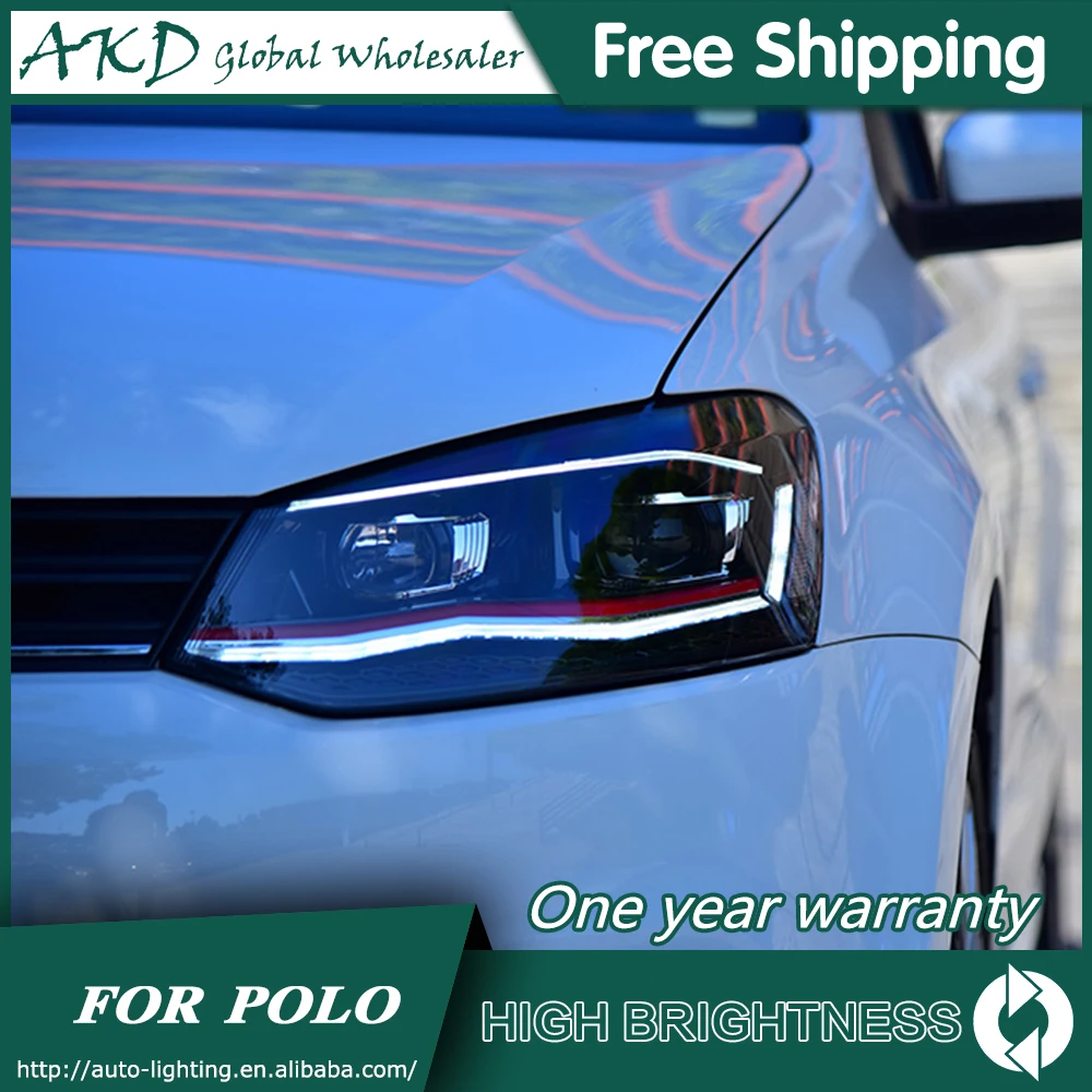 Headlights For Car VW POLO 2010 2018 POLO DRL Day Running Light Head ...