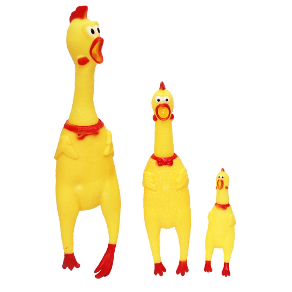 Funny Yellow Screaming Chicken Pets Dog Toys Squeeze Squeaky Sound ...