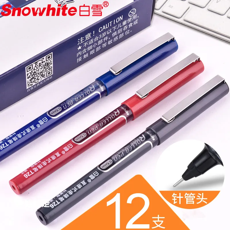12pcs Snowhite Quick-drying Gel Pen T26 Direct-fluid-roller Pen Signing ...