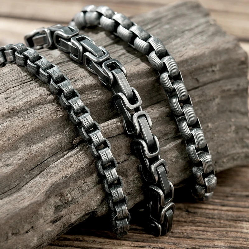 MKENDN-Retro-Link-Chain-Bracelets-for-Men-Overlap-Interlocked-Curb ...