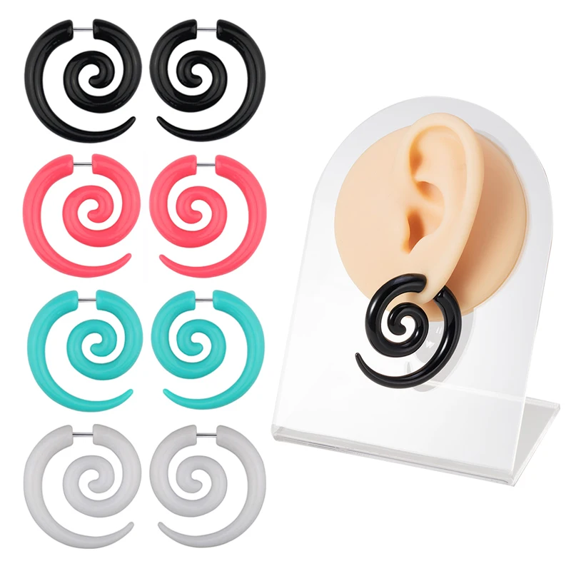 2pcs-Acrylic-Fake-Plug-Tunnel-Earrings-Gauges-Faux-Spiral-Ear-Taper ...