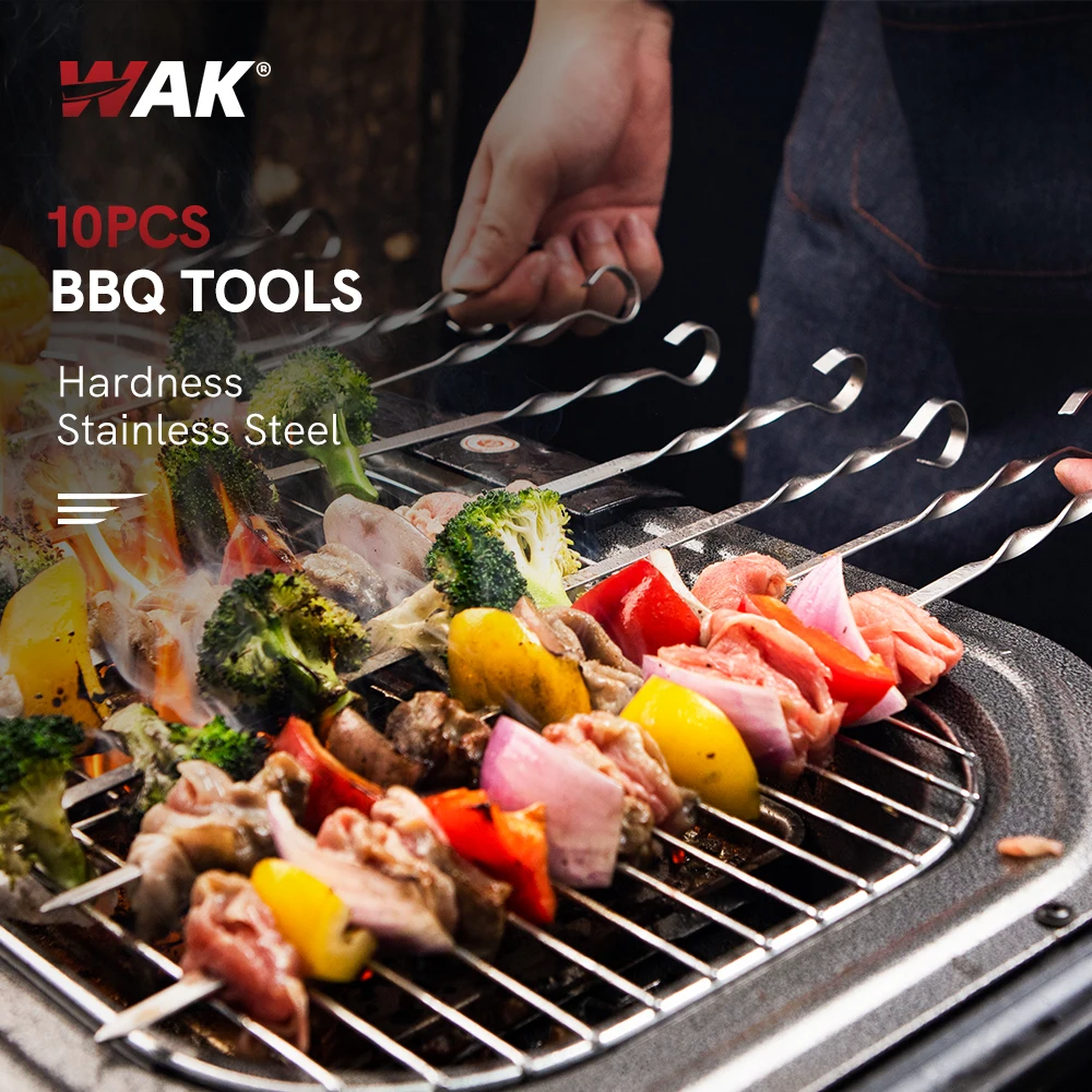 Wak 10pcs Bbq Stainless Steel Grill Tool Set Meat Roast Barbecu Grill ...