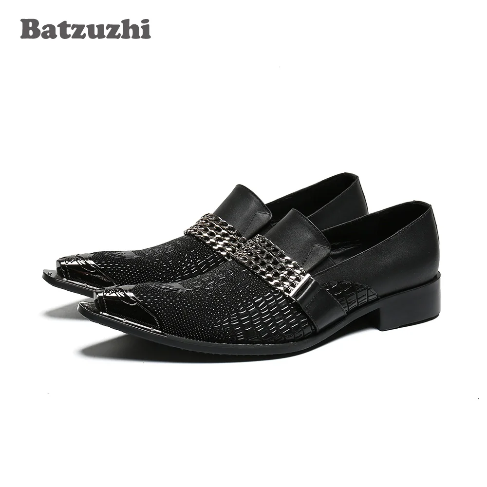 Batzuzhi/итальянская мужская обувь; черные кожаные модельные туфли с ...