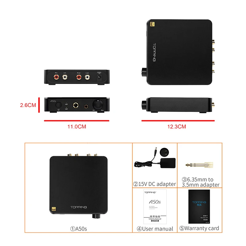 Topping A50s single-end 6.35mm Headphone Amplifier