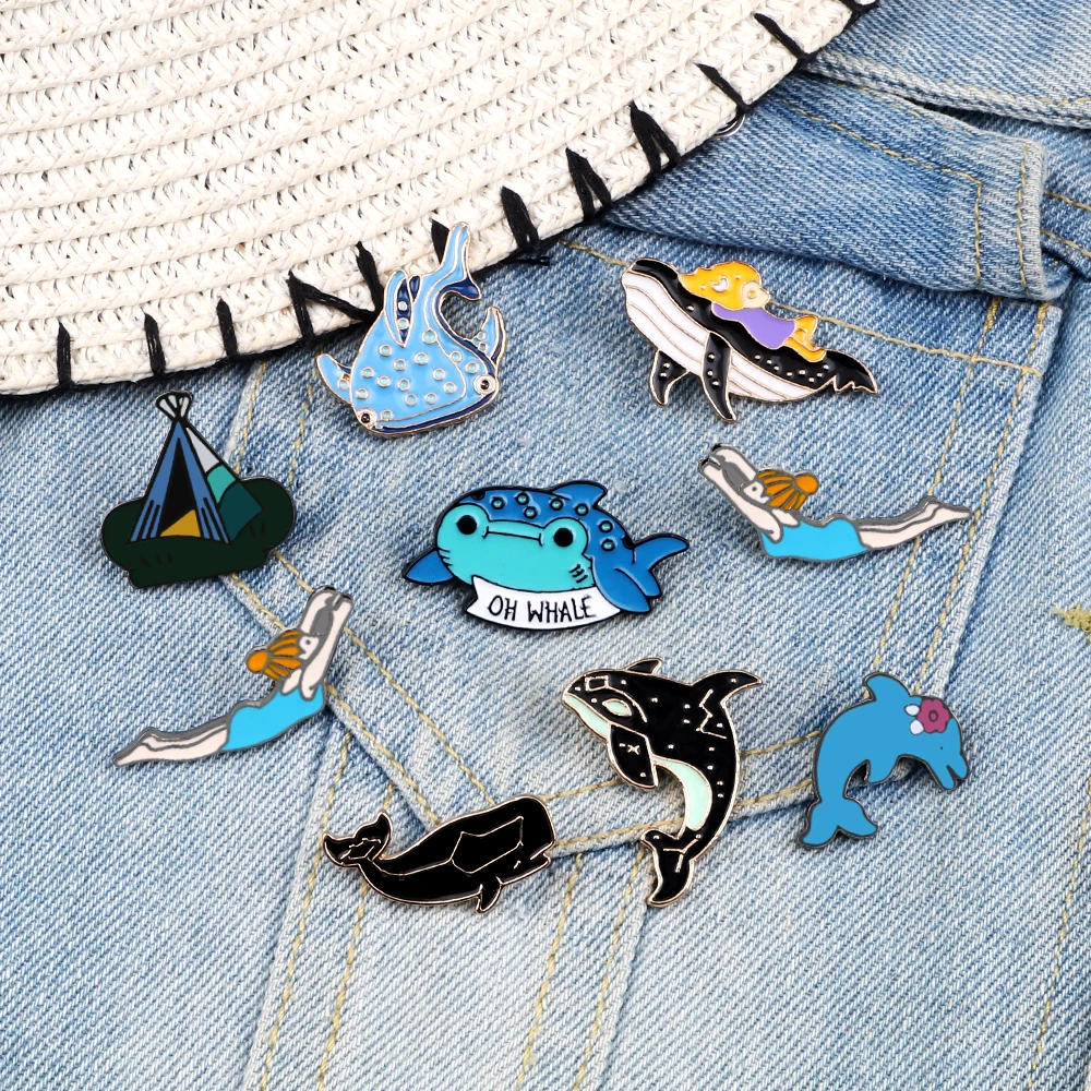 Lapel-Pins-Badge-Enamel-Pins-Brooches-Whale-Shark-Dolphin-Ocean-Animals ...