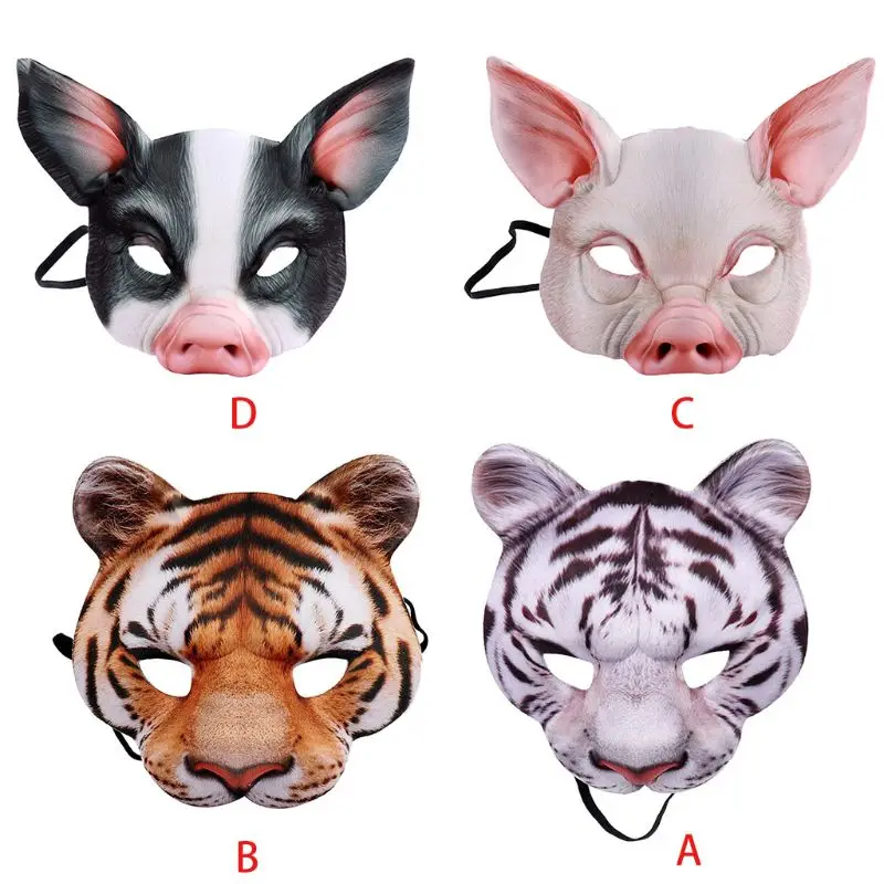 3D Tiger Pig Animal Half Face Cosplay Mask - AllCosplay.com