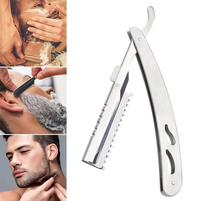 Stainless Steel Barbers Shaving Mens Razor Professional Straight Cut ...