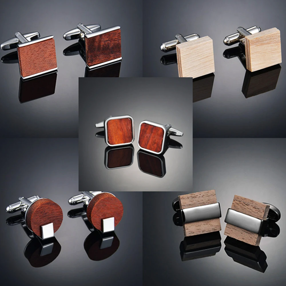 Square Wooden Cufflinks for High end Men's French Business Cuffs Solid ...