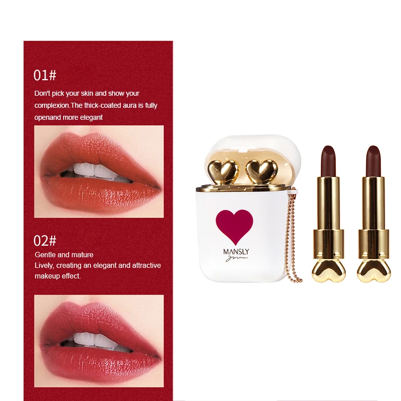 MANSLY Juego de pintalabios, 2 unidades, mate, creativo, Estilismo, portátil, bálsamo labial ...