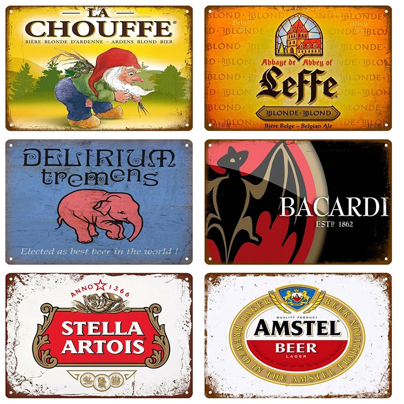 Bacardi Hertog Jan Plaque Metal Vintage Tin Sign Shabby Chic Decor ...