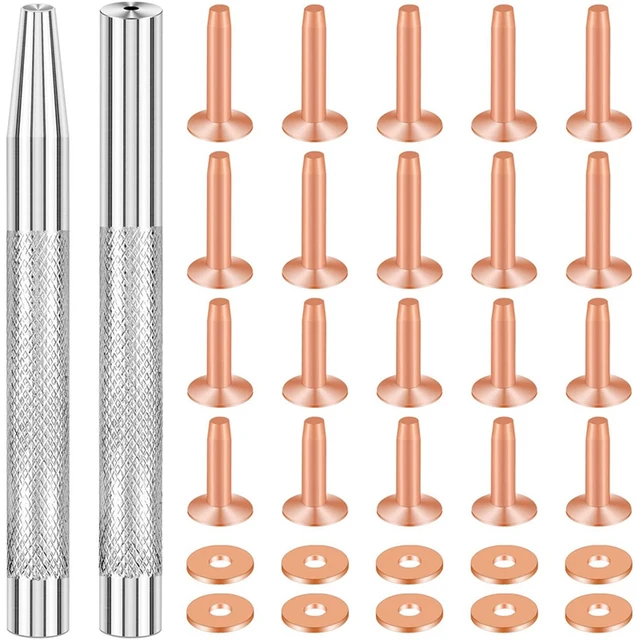 Brass Rivets 50-Piece Copper Rivet Set - #9 & #12 Leather Craft Kit ...