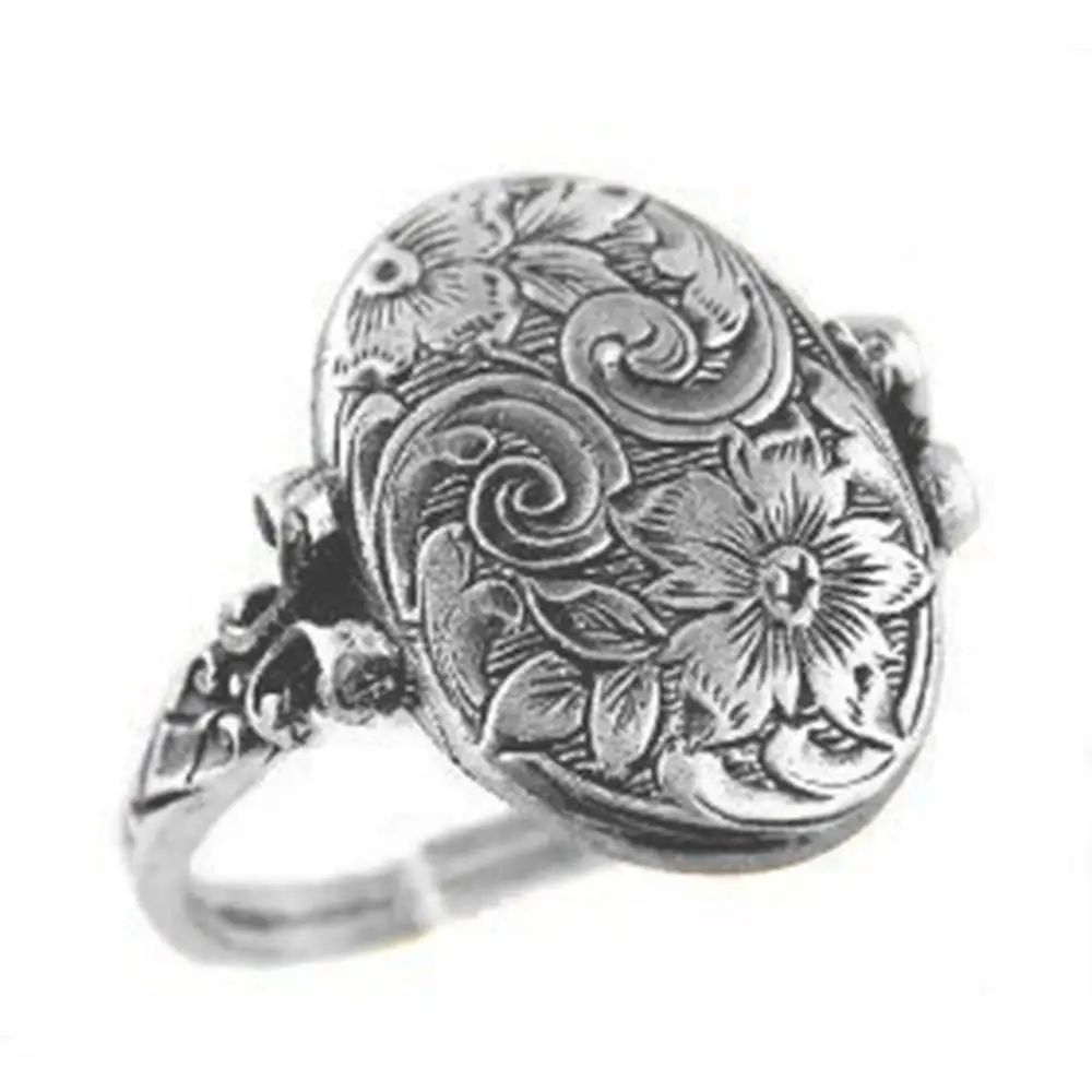 Retro Unique Fashion Ring Silver Color Design Carving Flower Patterns ...